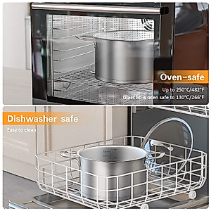 5 Quart Stainless Steel Induction Stock Pot with Glass Lid, 5 Qt Multipurpose Cooking Soup Pot with Pour Spout, Scale Engraved Inside, Dishwasher Oven Safe