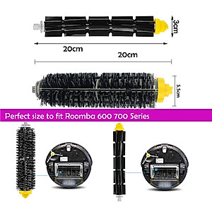 PELLYDA Replacement Parts for IRobot Roomba 600&700 Series,Roomba 614 620 630 635 640 645 650 655 660 675 680 690 695 760 770 780 Vacuum Cleaner(3 Sets Replacement Bristle & Flexible Beater Brushes)