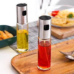 ZIZZO HOME Oil Sprayer for Cooking, 2 Pack Olive Oil Sprayer Mister, Spray Bottle for Kitchen, 100ml Glass, Oil Vinegar Spritzer Sprayer Glass Bottles for Salad, cooking, roasting, BBQ