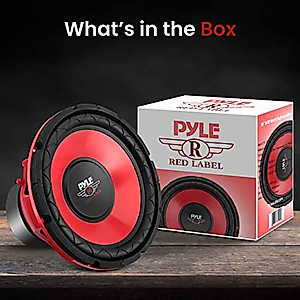 Pyle Car Vehicle Subwoofer Audio Speaker - 10 Inch Red Electro-Plated Cone, Red Plastic Basket, 1.5” Kapton Voice Coil, 4 Ohm Impedance, 600 Watt Power, for Vehicle Stereo Sound System - Pyle PLW10RD