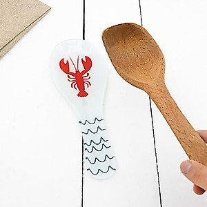 Pavilion - Lobster - Glass 9.25" Spoon Rest Waterfront Lake Boat Beach Ocean Seaside Kitchen Decor