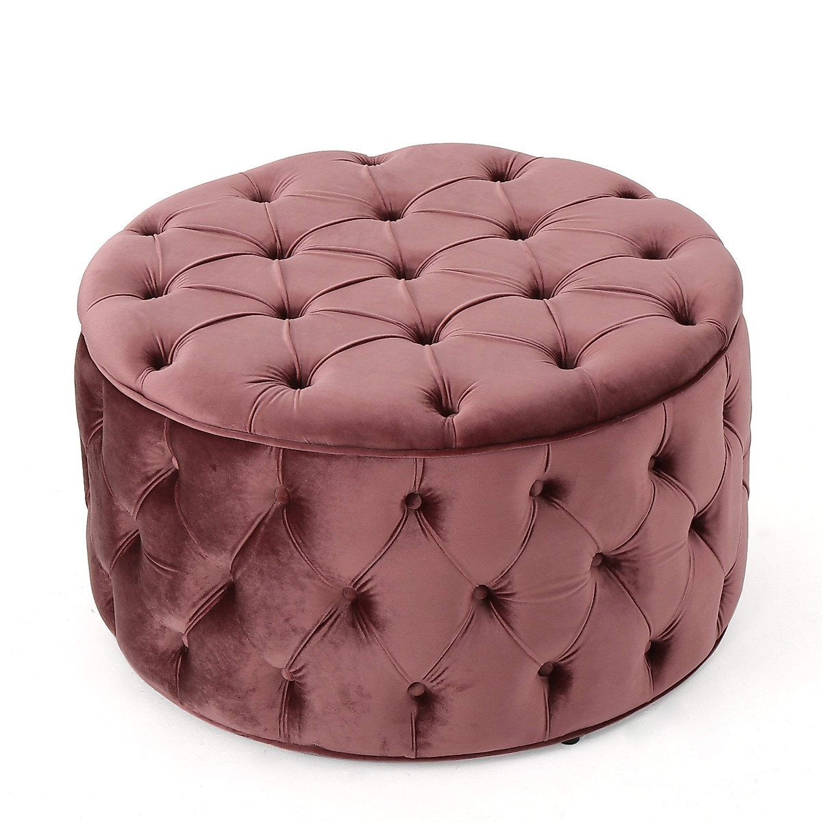 Christopher Knight Home Zelfa Velvet Ottoman, Blush