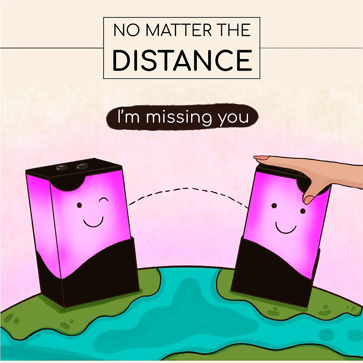 Telepathy Toddlers – Cute Long Distance Lamps for Christmas- Wi-fi enabled LED Touch Lamp, Distance Lights with Zero Subscription, Lifetime Free Connection | Friendship Day & New Year Gifts (Set of 2)