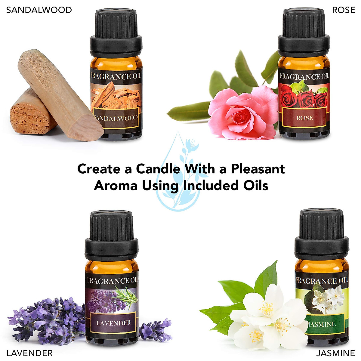 SkyMall Candle Making Kit, DIY Set for Making Candles with Melting Pot, 4 Large Metal Tins, [4] 8oz Soy Wax Bags, 6 Color Dye Blocks, 4 Fragrance Oils, Wicks, Thermometer, Bonus Holiday Stickers