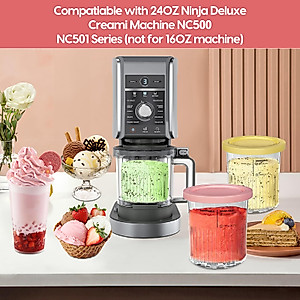 Generic Fit For ninja creami pints and lids - 4 pack Pot Compatible with NC501 NC500 Series 11-in-1 Creamer Ice Cream Maker Machine 4 Pack 24OZ NC501 Ninja Creami Deluxe XL Cups BPA Free