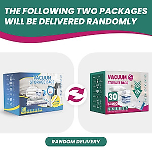 HealSmart Vacuum Storage Bags 30 Pack, Space Saver Storage Bags, Vacuum Sealed Storage Bags for Clothes, Comforters, Blankets and Pillows, Hand Pump Included (5 Jumbo/5 L/5 M/5 S/5 Roll M/5 Roll S)