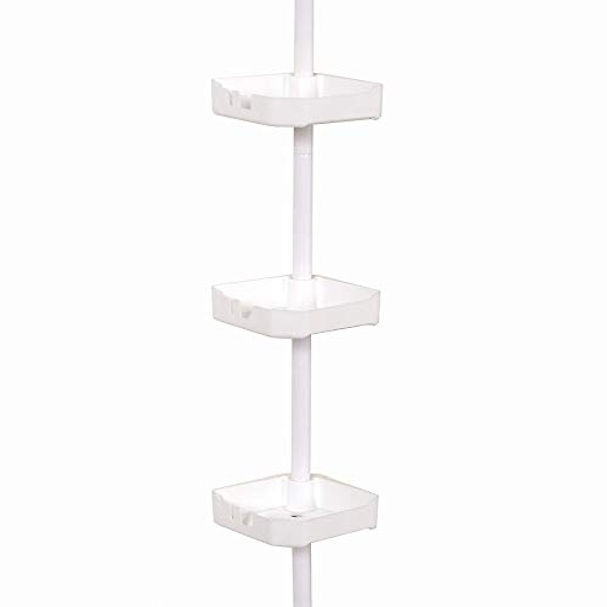 Zenna Home Tension Pole Shower Caddy, 3 Basket Shelves, Adjustable, 60 to 97 Inch, White