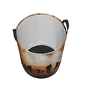 Laundry Basket,Zombies Dead Men Walking Body In The Doom Mist At Night Sky Haunted Theme,Large Canvas Fabric Lightweight Storage Basket/Toy Organizer/Dirty Clothes Collapsible Waterproof For College Dorms-Large