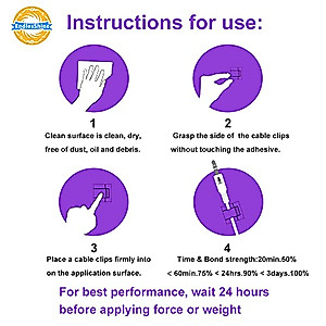 EndlesShine Wire Clips [3 Sizes 50pcs], Adhesive Wire Organizer Cable Holder Cord Management Command Clips for Office and Home (Clear)