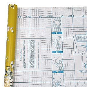 Yifely Vintage Peony Floral Shelving Paper Dark Yellow Peel & Stick Shelf Liner Dresser Drawer Sticker 17.7 Inch by 9.8 Feet