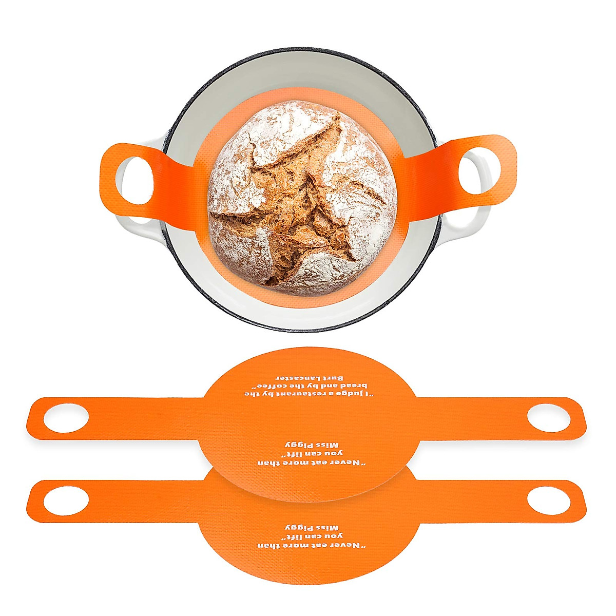 Dongzhur 2 Pieces Silicone Baking Mat for Dutch Oven Bread Baking - Long Handles for Gentler, Safer & Easier Transfer of Dough - Easy to Clean