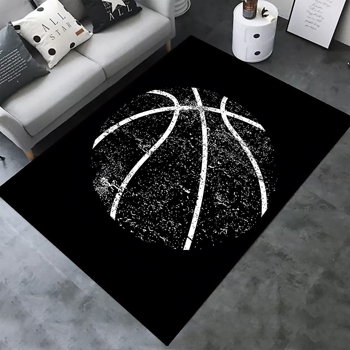 Basketball Fire Large Area Rugs Cool 3D Basketball Dunk Graphic Carpet for Sofa Mat Door Mat Kitchen Bedroom Playroom Non-Slip Mats Room Bedroom (Basketball-3, 39.4" x 62.9"(100cmX160cmX1.2cm))