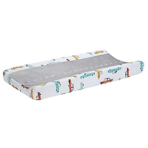 Lambs & Ivy Baby Car Tunes Soft Gray Changing Pad Cover - Transportation