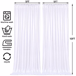 10x10FT White Backdrop Curtain for Parties Wedding White Photo Backdrop Curtains Drapes Fabric for Baby Shower Party Photoshoot Background Decorations