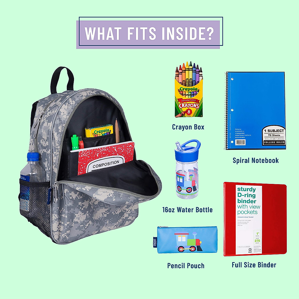 Wildkin 15-Inch Kids Backpack for Boys & Girls, Perfect for Early Elementary Daycare School Travel, Features Padded Back & Adjustable Strap (Digital Camo)