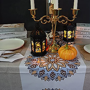 Reperla Festive Lanterns, 7.8" Halloween Decorations Lights with Patterns,Black Flame Effect LED Candle Lantern Kids Gifts for Home,Table,Tree,Activities,Party,Porch (Set of 2)