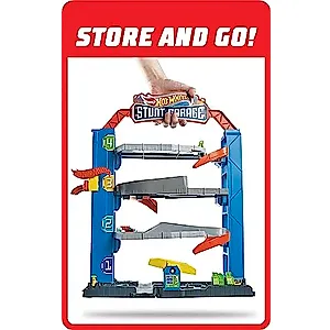 Hot Wheels City Stunt Garage Play Set Gift Idea for Ages 3 to 8 Years Elevator to Upper Levels Connects to Other Sets, Boys