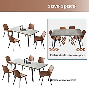 Zerifevni Dining Table Set for 6, Mid-Century Kitchen Table Set for 8-10 Person for Dining Room, Steel Legs