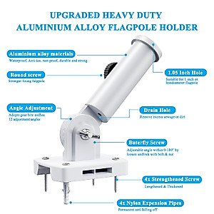 PHITRIC Flag Pole Holder Bracket, Multi-Position Mounting Flag Holder, Heavy Duty House Flag Pole Holder Bracket, Premium Aluminum Alloy Strong Rust Free Bracket with Hardwares