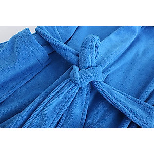SWMSTUPF Boys Girls Bathrobe Soft Towel Hooded Robe 100% Turkish Cotton Bathrobe(Blue,9-10 Years)