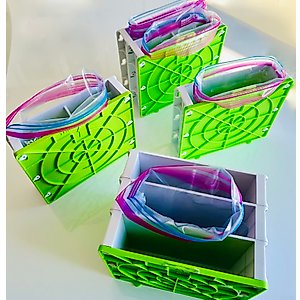 FreezeStax 2-Quart Expandable Base Starter Set. 6-9 Cup Total Set Capacity. Includes 2 individual 1-Qt Expanders for 1-Qt (3-4 Cup) Freezer Bags.