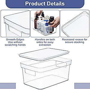 8 Pcs Clear Plastic Storage Bins with Lids Fridge Organizers Kitchen Stackable Clear Containers for Organizing Pantry Storage Bins for Refrigerator Bedroom Bathroom Office