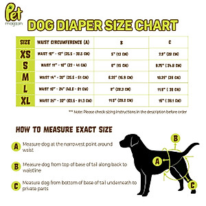 Pet Magasin Reusable Washable Dog Diapers (Pack of 3), Highly Absorbent with Strong & Flexible Closure (Original, Large (16”-24” Waist))
