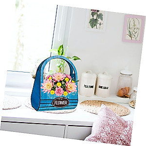 Housoutil Bag Bonsai for Home Wall Cactus Planter Funny Planting Flowerpot Shaped Handle Indoor Flowers Balcony Basket Porch Pot Planters Outdoor Decor Modern Fruit Wood Patio Gardening