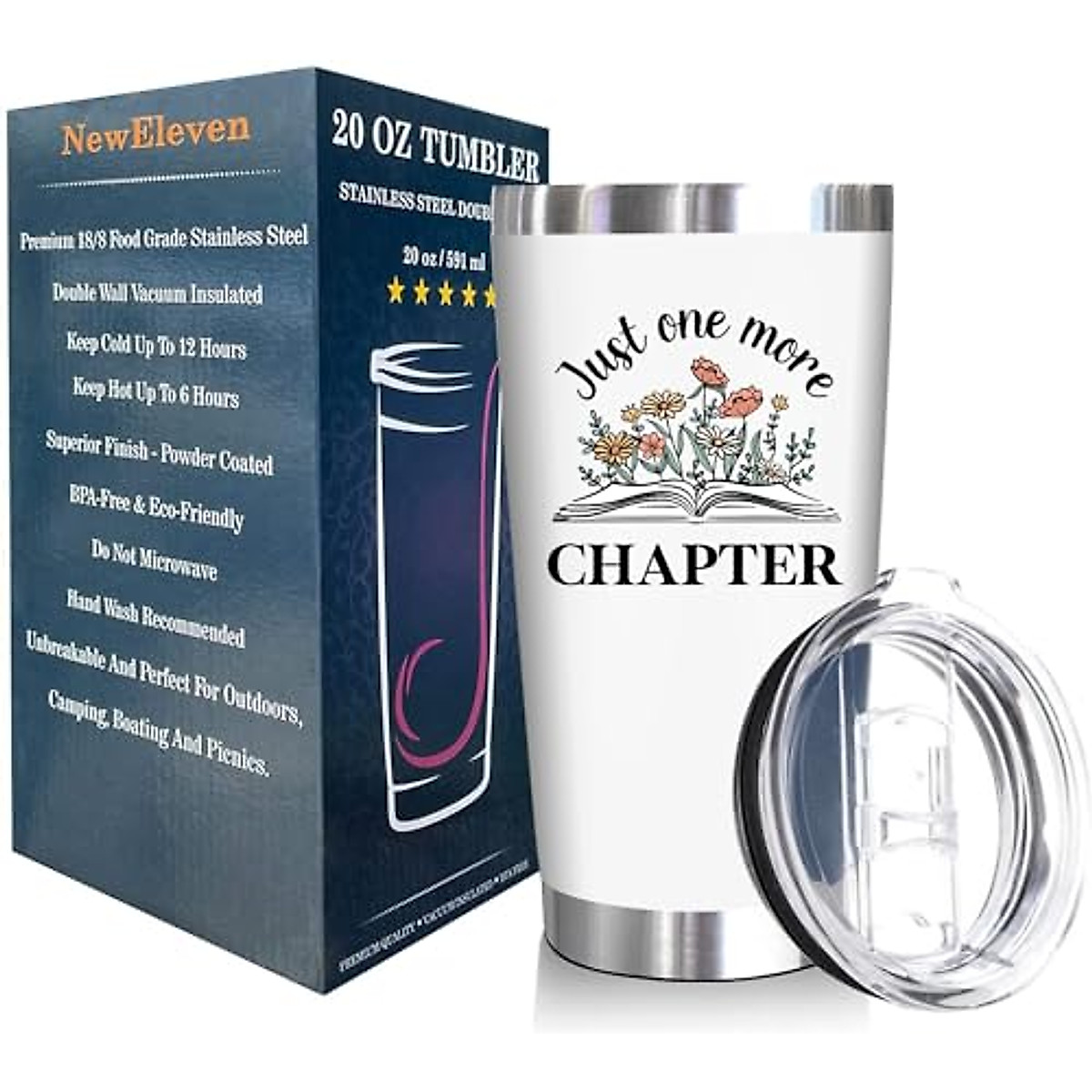NewEleven Christmas Gifts For Book Lovers - Book Lovers Gifts For Women - Bookish Gifts for Readers, Librarians, Bookaholics, Bookworms - Birthday Gifts For Women, Her, Best Friend – 20 Oz Tumbler