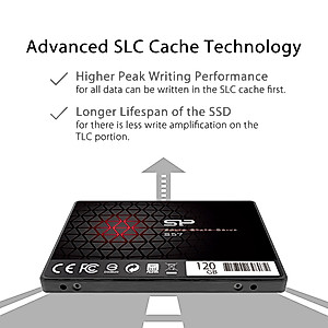Silicon Power/Marvell Controller 120GB S57 (SLC Cache Performance Boost) SATA III Internal Solid State Drive- Free-download SSD Health Monitor Tool Included (SP120GBSS3S57A25AD)