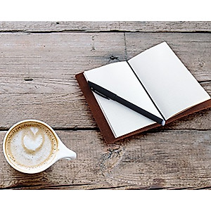 Pocket Travelers Notebook, Refillable Leather Travel Journal for Men & Women, Notebook Cover for Field Notes, Moleskine Small 3.5 x 5.5 Inches, Brown