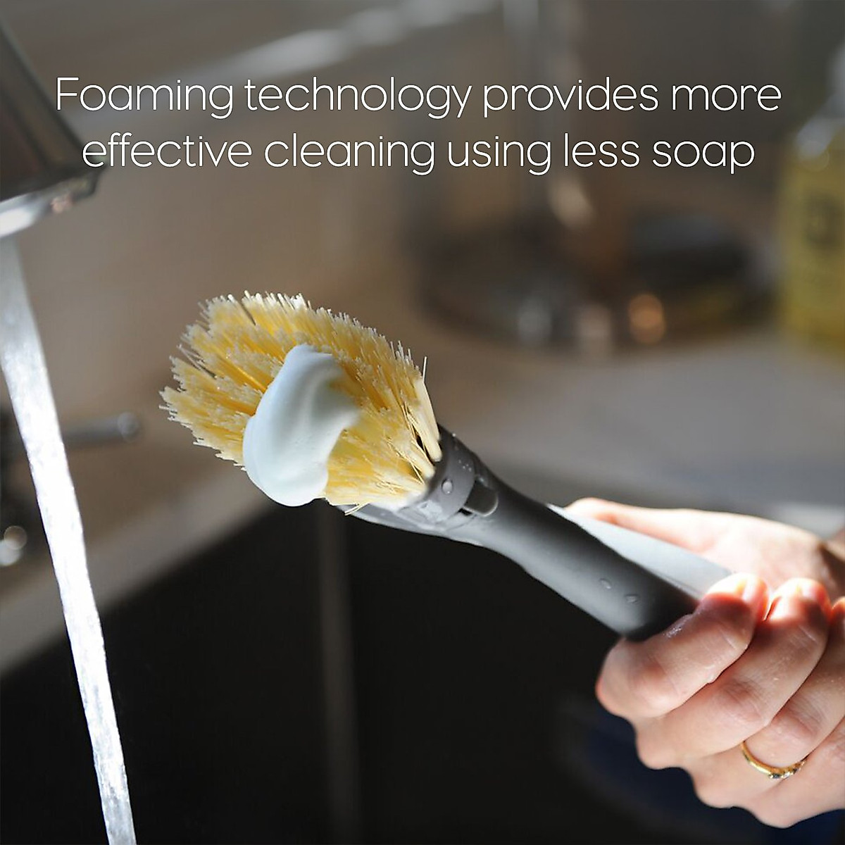 Full Circle FOMO Foam Soap Dispensing Dish Brush, 1 EA, Grey