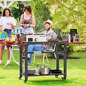 BBQ Future Outdoor Folding Grill-Cart - Upgraded Portable Pizza Oven Cart fit Tabletop Blackstone Griddle Stand & Ninja Grill Stand with Wheels, BBQ Griddle Cart for Outside Camping