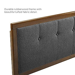 Modway Draper Tufted Queen Fabric and Wood Headboard in Walnut Charcoal