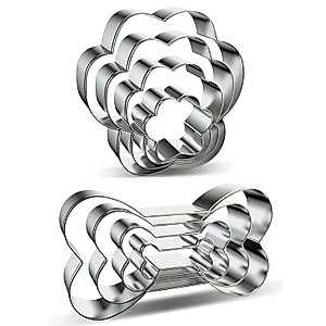 Dog Bone and Dog Paw Print Cookie Cutters Baking Set, Azflyife 8 Pieces Stainless Steel Metal Biscuit Cookie Mold for Homemade Treats