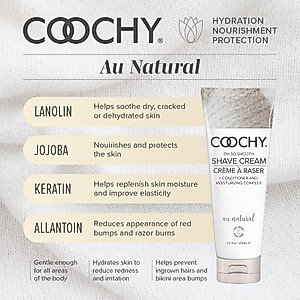 Coochy Intimate Shaving Cream | Shave Conditioner & Moisturizer for Face & Body | Ideal for Sensitive Skin Care, Anti-Bump | Au Natural, 7.2 oz