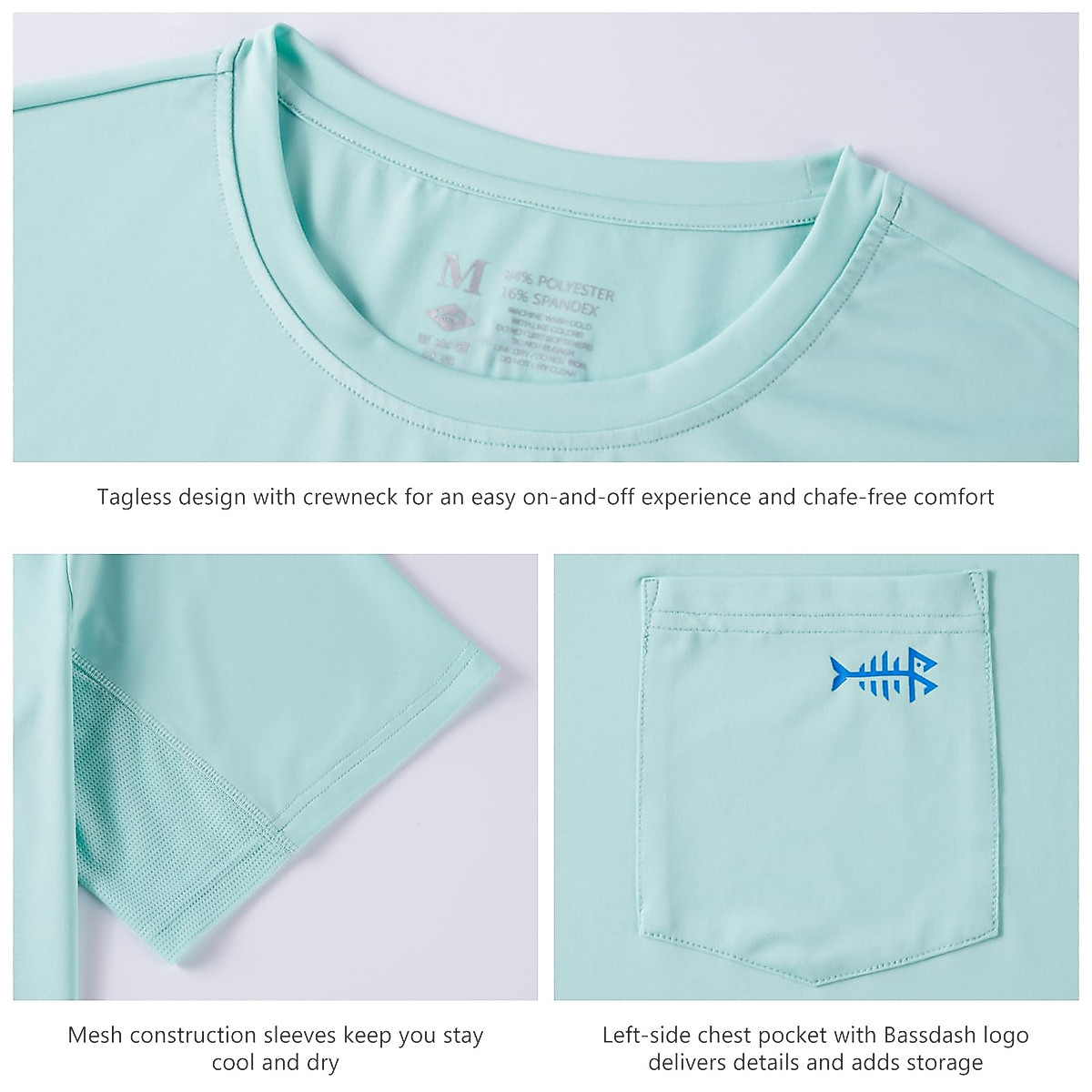 BASSDASH Men’s UPF 50+ Performance Short Sleeve Pocket T-Shirt UV Sun Protection Fishing Hiking Kayaking Sports Shirts