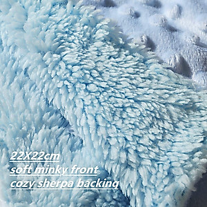 CREVENT Cozy Plush Baby Security Blanket Loveys for Baby Boys, Minky Dot Front + Sherpa Backing with Animal Face (Blue Bear)