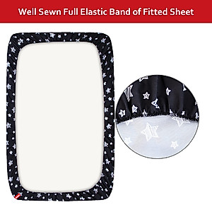 Black Star Baby Crib Sheet - Silky Soft Microfiber, 52'' x 28'' Fitted Sheet for Standard Size Crib Mattress, Snug Fit for Boys & Girls