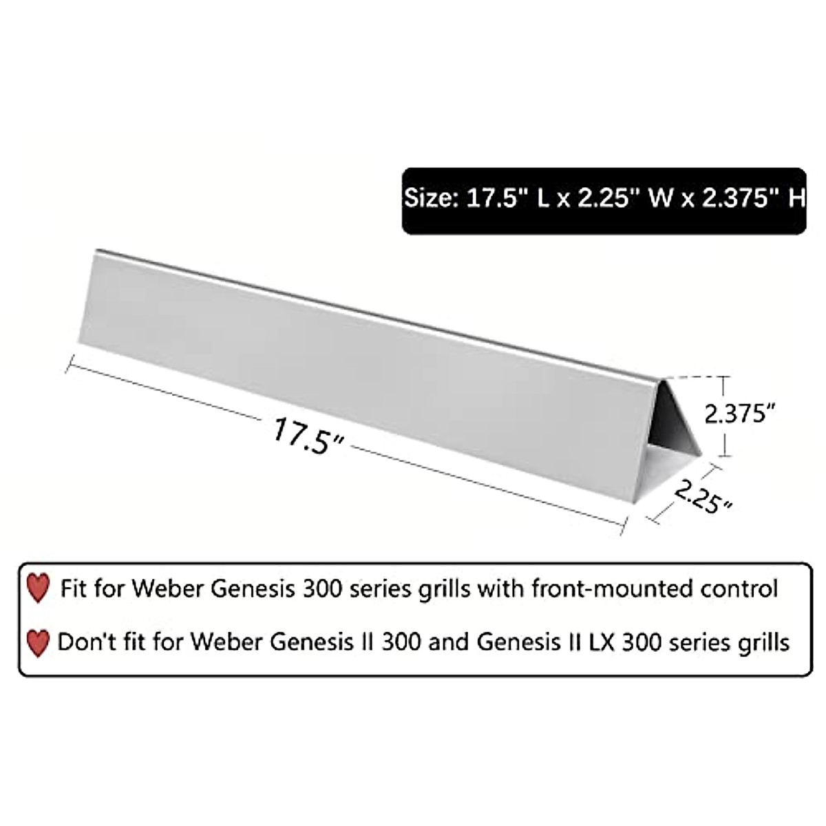 Leship Grill Replacement Parts for Weber Genesis 300 Series E310 E320 E330 EP310 EP320 EP330 S310 S330 Grills(Front Control), 17.5-inch Flavorizer Bars and Heat Deflectors Replace for Weber 7620 7622