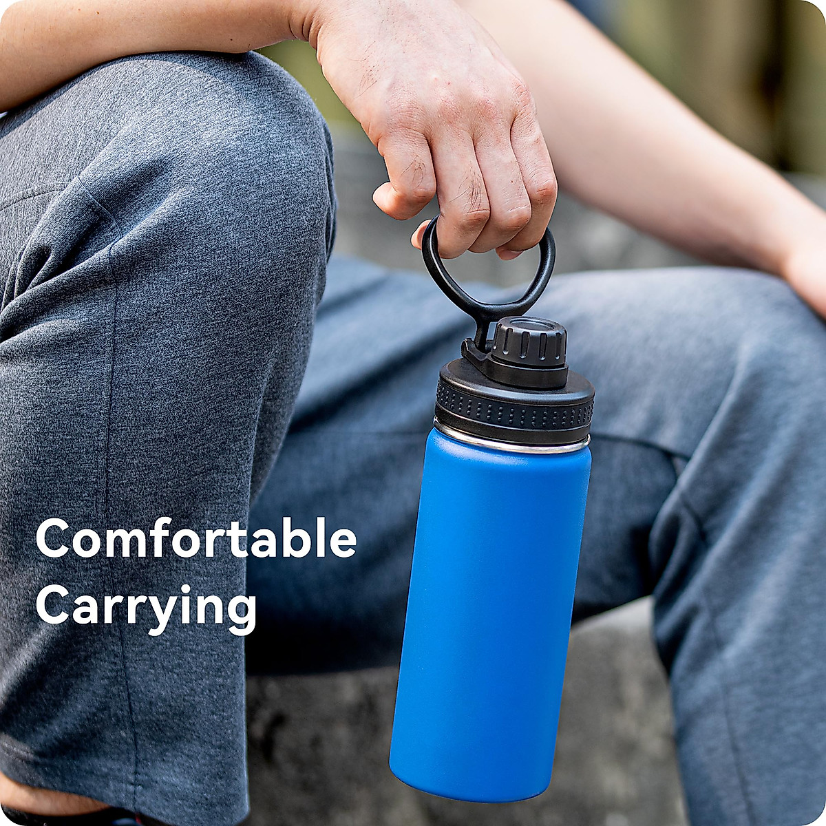 Prurex Spout Lid for Hydro Flask 12 16 18 22 32 40 64oz Wide Mouth Water Bottle,Replacement Lid for Hydroflask,Thermoflas,Iron Flask Wide Mouth Bottles (Black, 2 Pack)