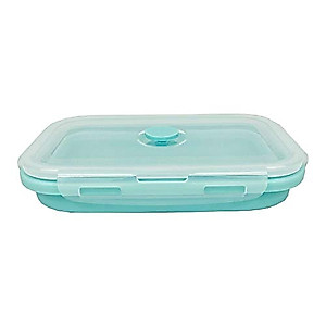 CCyanzi Set of 4 Collapsible Containers Food Storage Collapsible Bowls for Camping Collapsible Silicone Food Containers with Airtight Lids, Microwave, Freezer Safe, For Camping