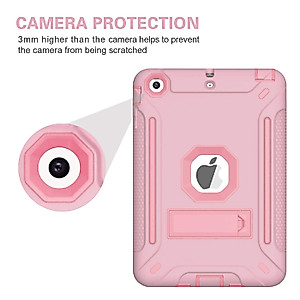 MAKEIT CASE iPad Mini Case, iPad Mini 3 Case Heavy Duty Hybrid Shockproof Protective Silicone and PC Hard Case Full-Body Rugged Protective Case with Kickstand for iPad Mini 1/2/3
