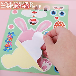 YNERHAI 24sheets Easter Stickers Gifts for Kids, Easter Craft Kids Toys Can Make Own Face Easter Bunny Sheep Rabbit Colored Egg Chicks for Child Boys Girls School Game Activities Party Favor Supplies