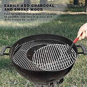 KAMaster Cast Iron Grill Grate Lifter,Grid Lifter Gripper Fit Big Green Egg Accessories Kamado Grill Joe Primo Vision Louisiana Grills,Grate Lifters with Red Protective Cover for Moving Hot Grate
