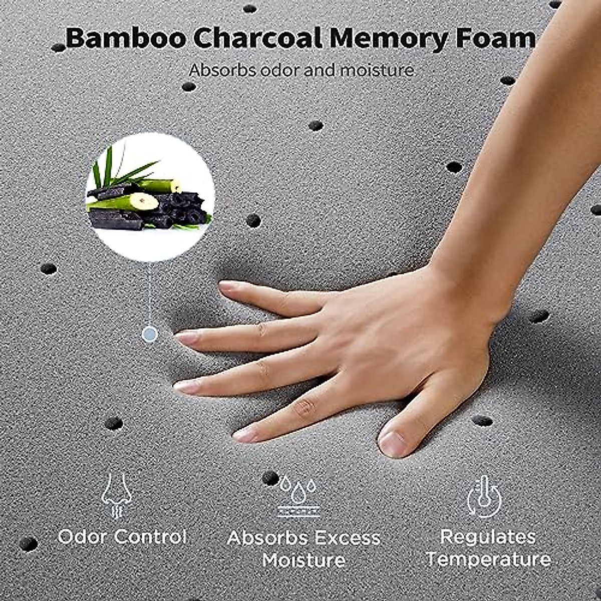 PERLECARE 3 Inch Twin Mattress Topper, Memory Foam Mattress Topper for Cooling Sleep, Bamboo Charcoal Infusion for Odor Absorption, CertiPUR-US Certified