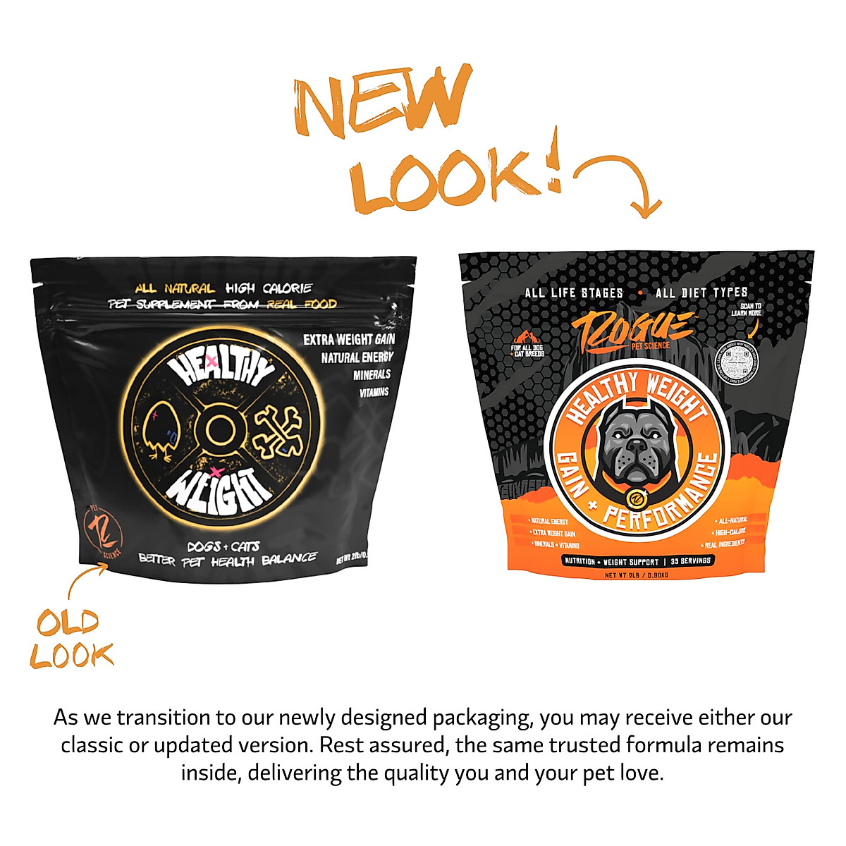 ROGUE PET SCIENCE Healthy Weight - Natural Weight Gainer for Dogs - High Calorie Tasty Dog Food & Cat Food Topper - Supports Weight Gain, Gut Health & Digestion - Helps Provide Natural Energy (2 lbs)