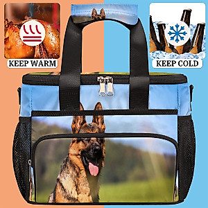 Bardic Cooler Lunch Bag German Shepherd Dog Insulated Lunch Box Grocery Bag Travel Cooler ，24-Can (15L)