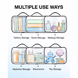 BAGSMART TSA Approved Clear Toiletry Bag, 2 Packs Quart Size Water Resistant Makeup Cosmetic Bags for Women, 2 Sizes Airport Airline Travel Essential Carry On Organizer with Handle Large Opening