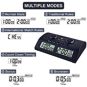 LEAP Chess Clock Professional Chess Timer with Indicator Light and Alarm Clock Features Great for Chess, I-GO, Chinese Chess and Other Board Games（PQ9902C）